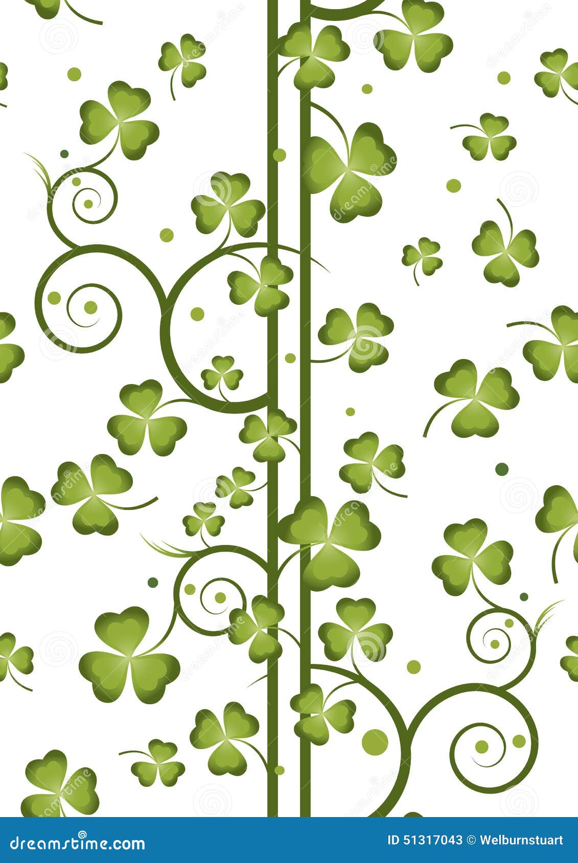 Shamrock repeat 5 stock vector. Illustration of curly - 51317043