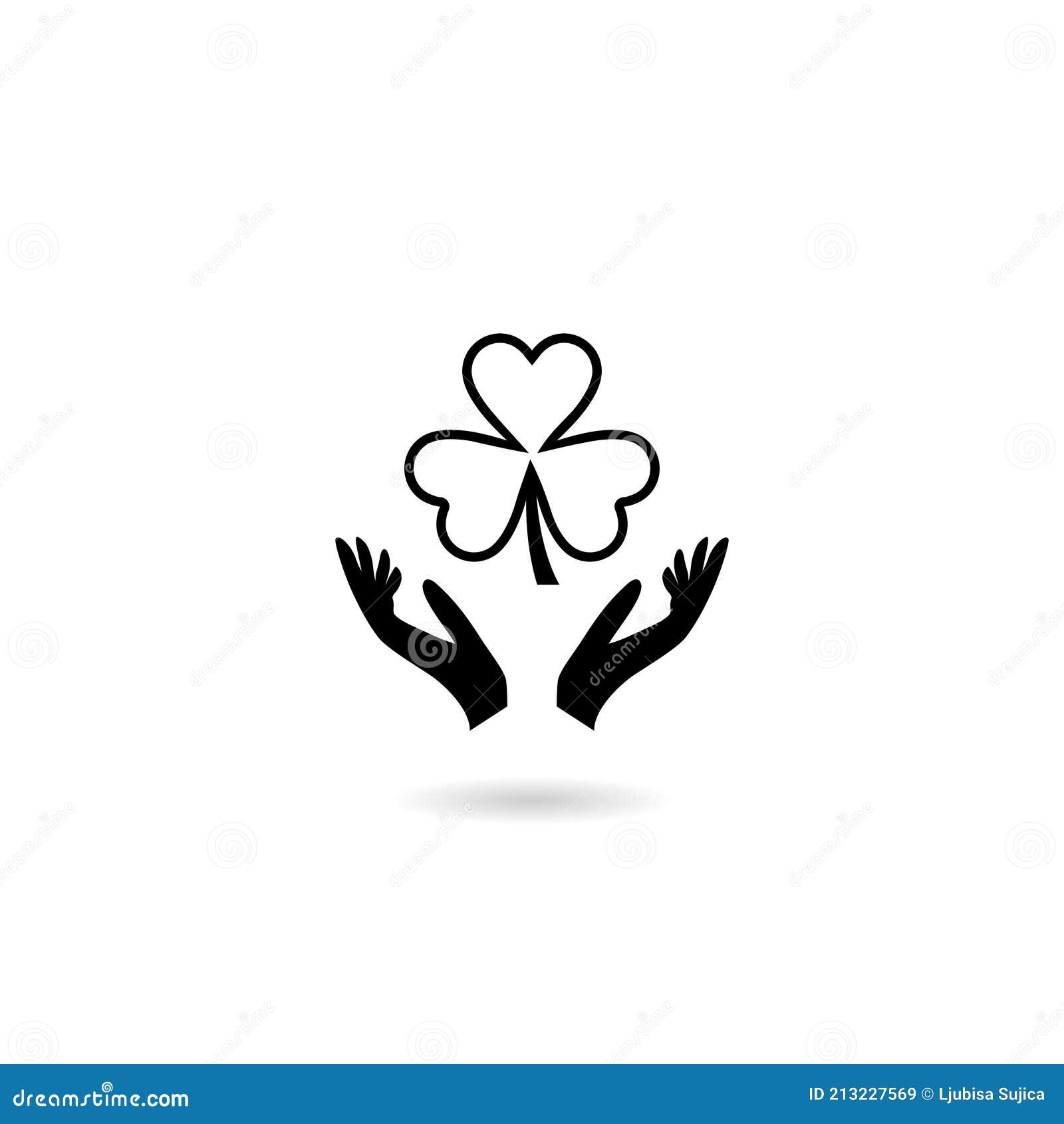 Shamrock Symbol Icon with Shadow Stock Vector - Illustration of flower ...