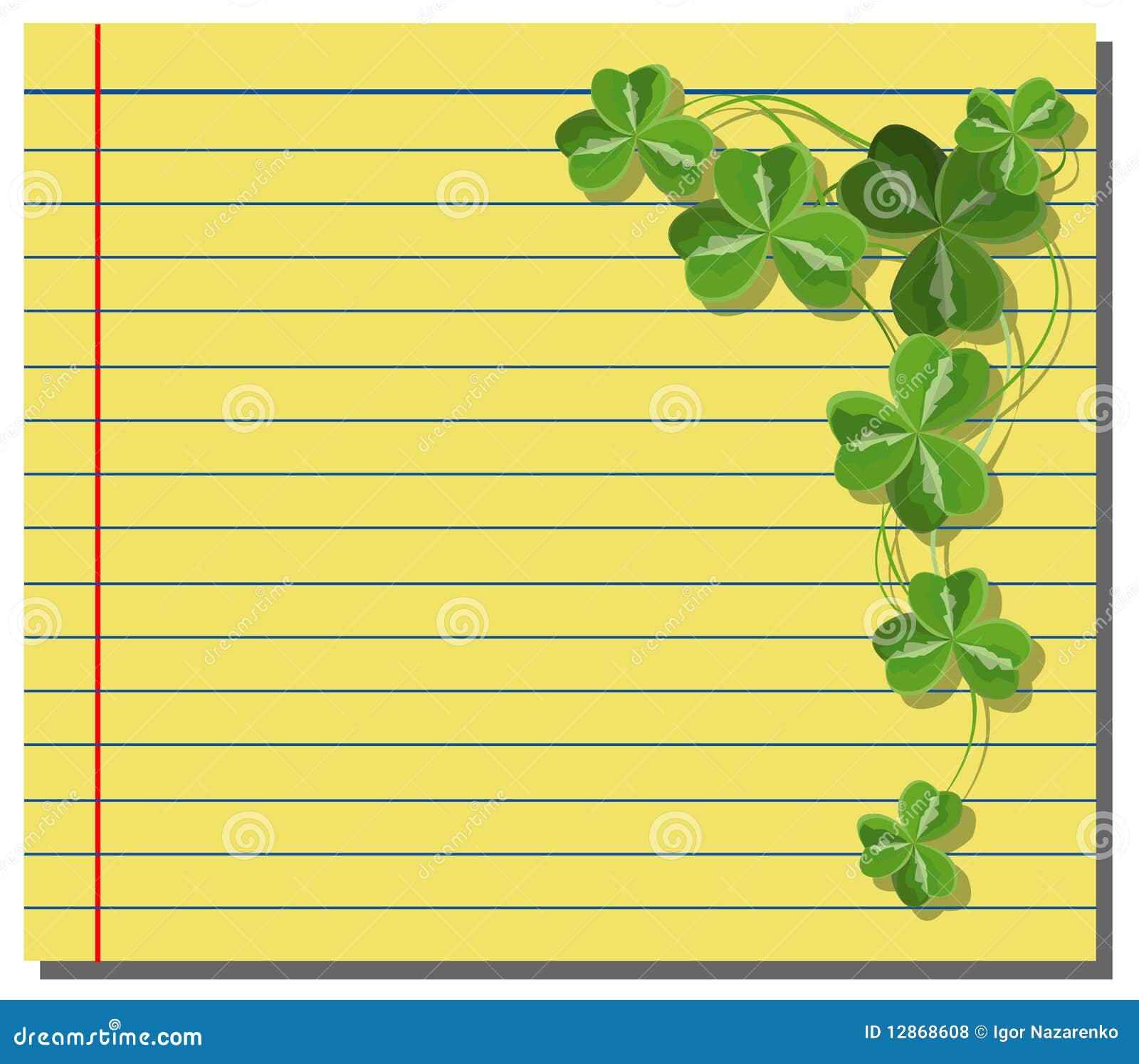 Shamrock on Yellow Note Paper Stock Vector - Illustration of ireland ...
