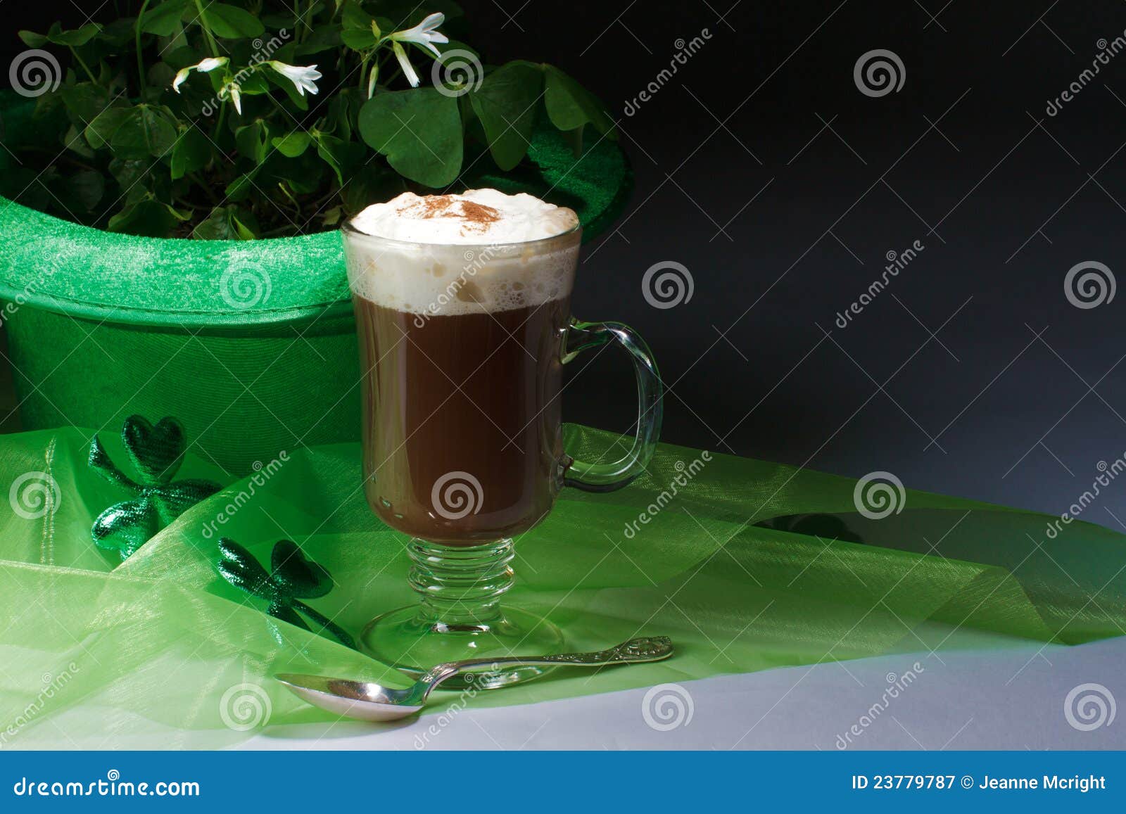Shamrocks and Irish Coffee on Dark Stock Image - Image of shamrocks ...