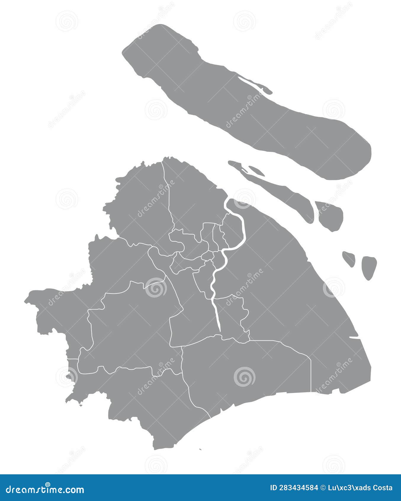 Shanghai Administrative Map Stock Vector - Illustration of boundaries ...