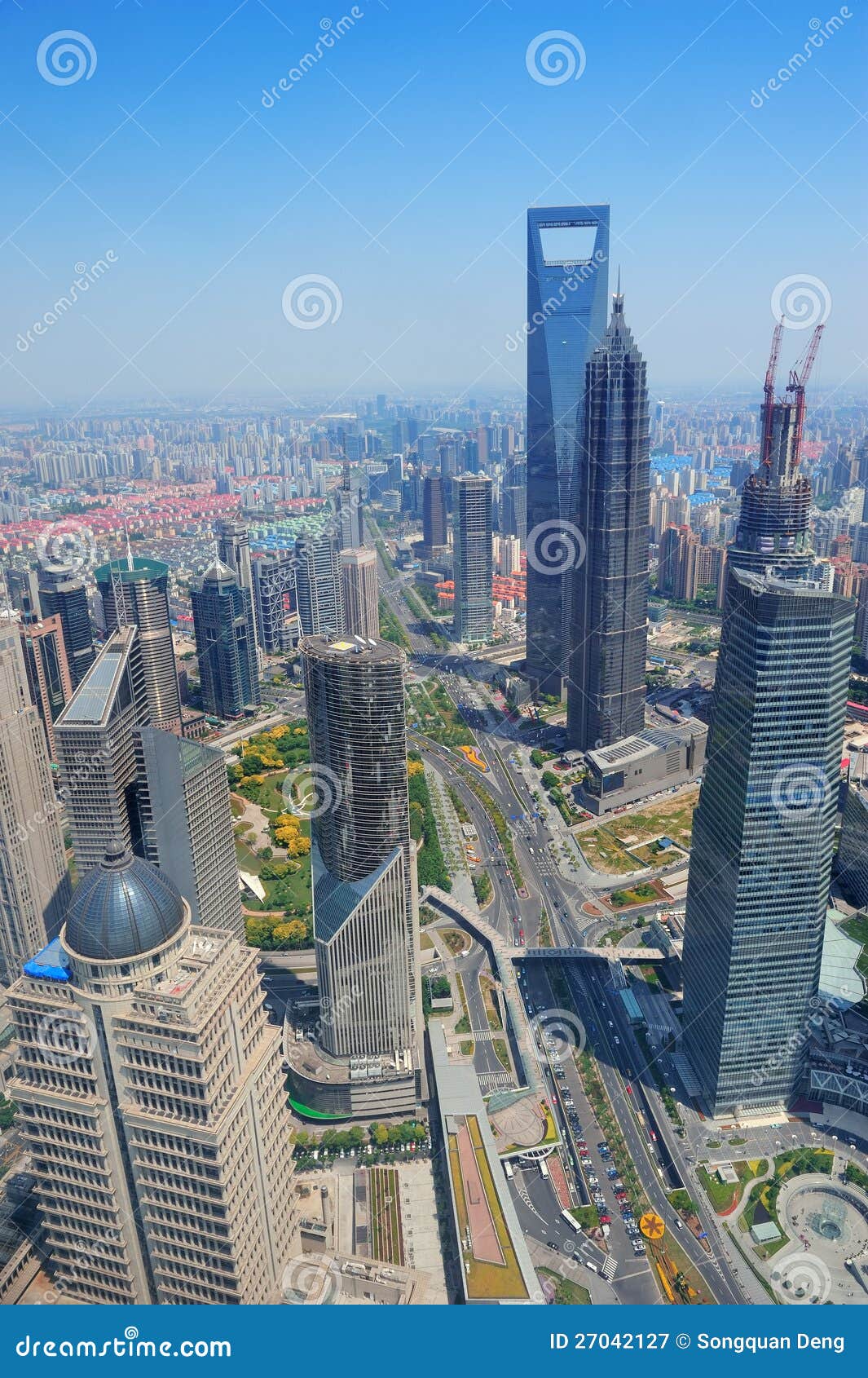 Shanghai aerial in the day stock image. Image of highrise - 27042127