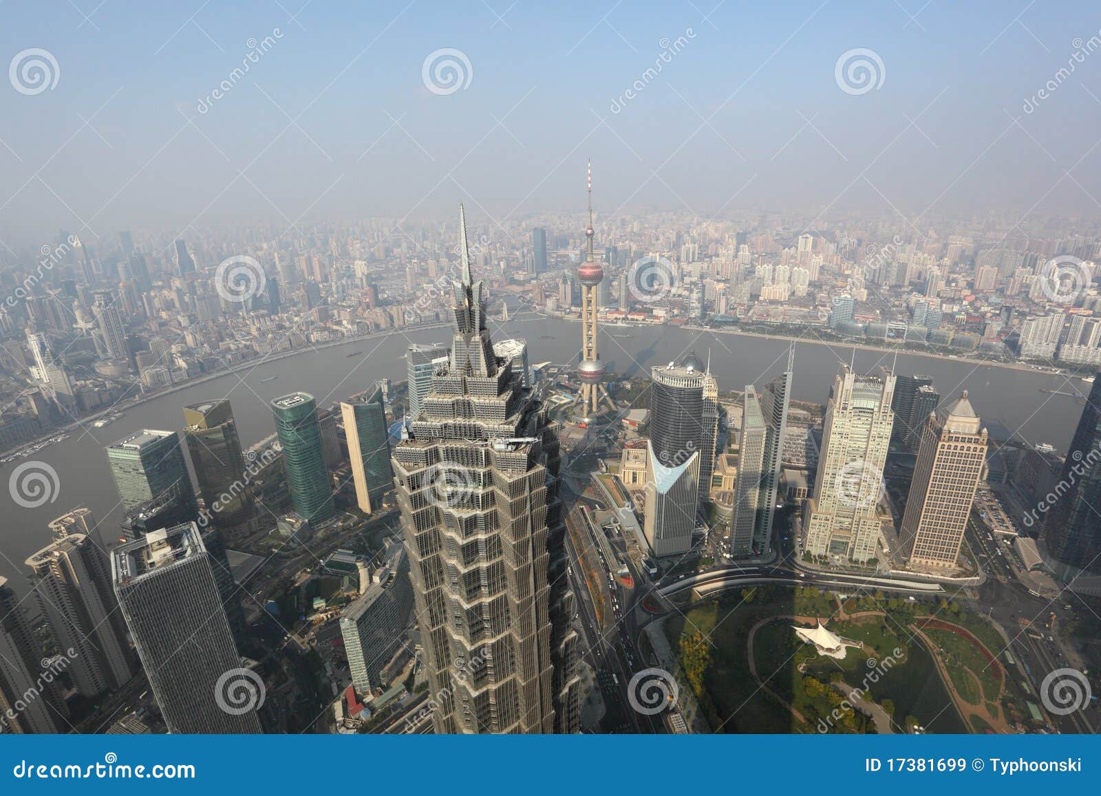 Shanghai aerial view stock image. Image of pudong, tower - 17381699