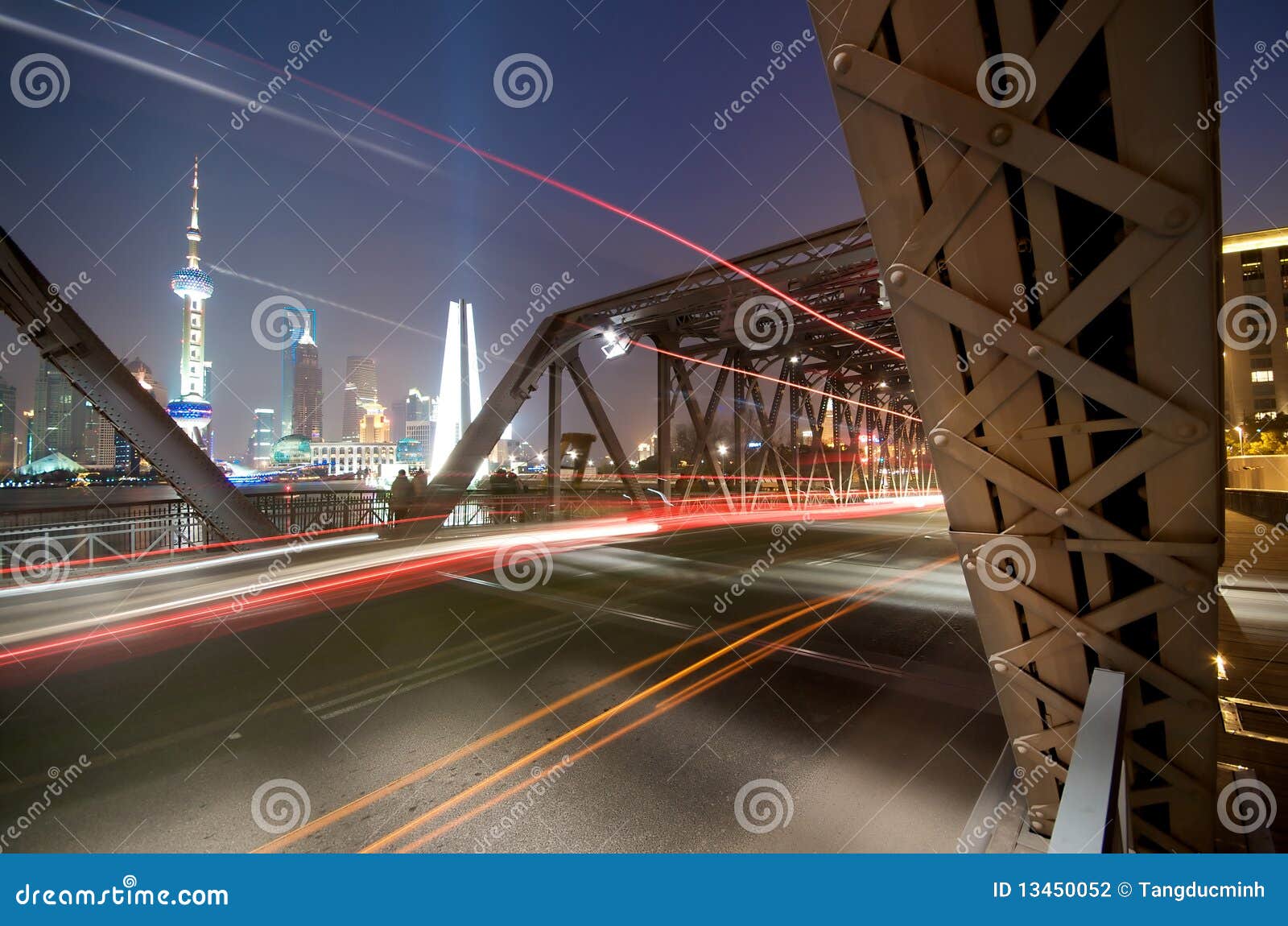 Shanghai Bridge stock photo. Image of tower, evening - 13450052
