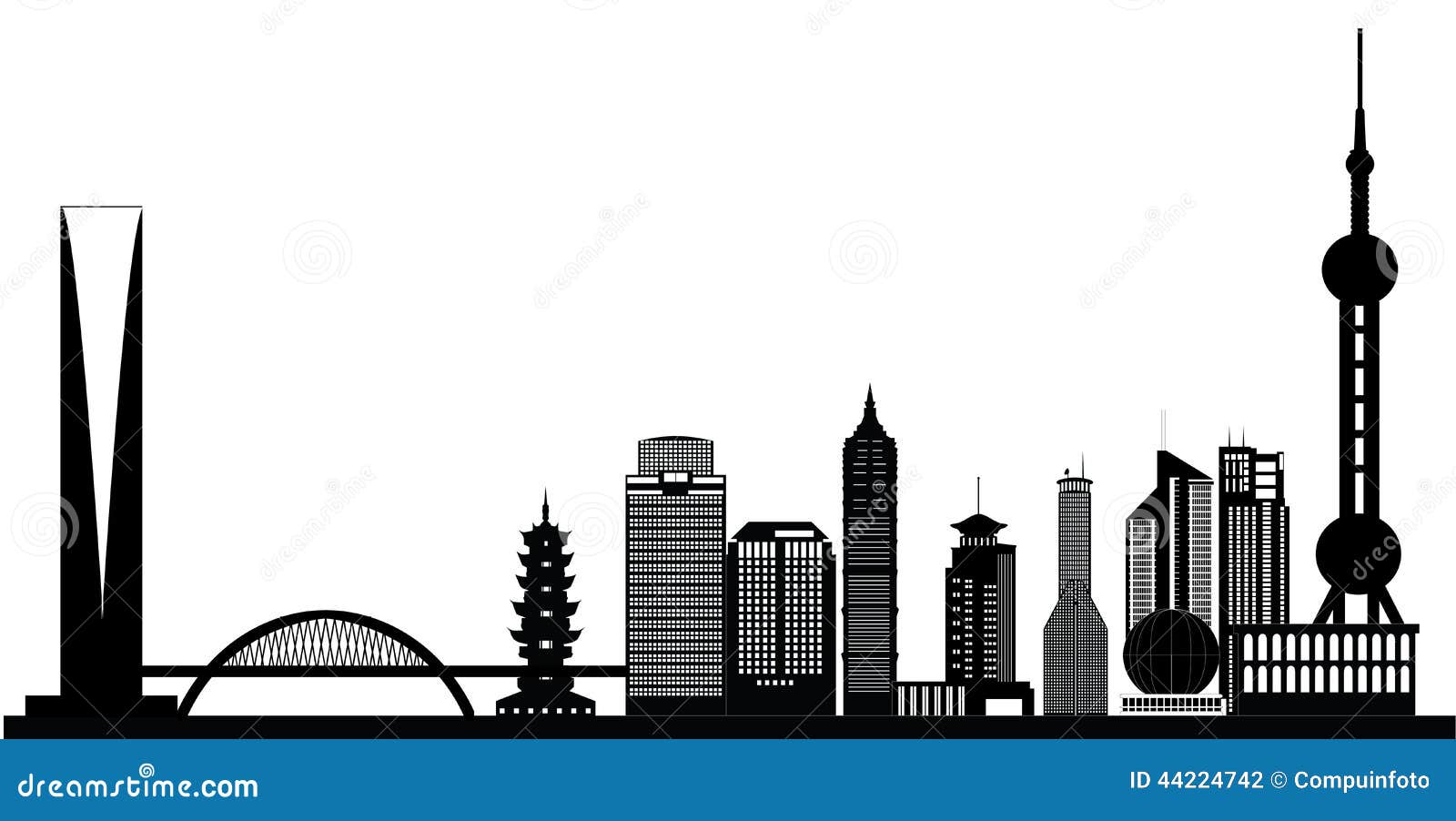 Shanghai China City Skyline Stock Vector - Illustration of asian ...