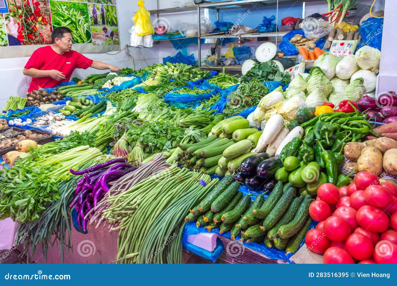 Shanghai, China - July 11, 2019: Inside a Local Vegetable Store ...