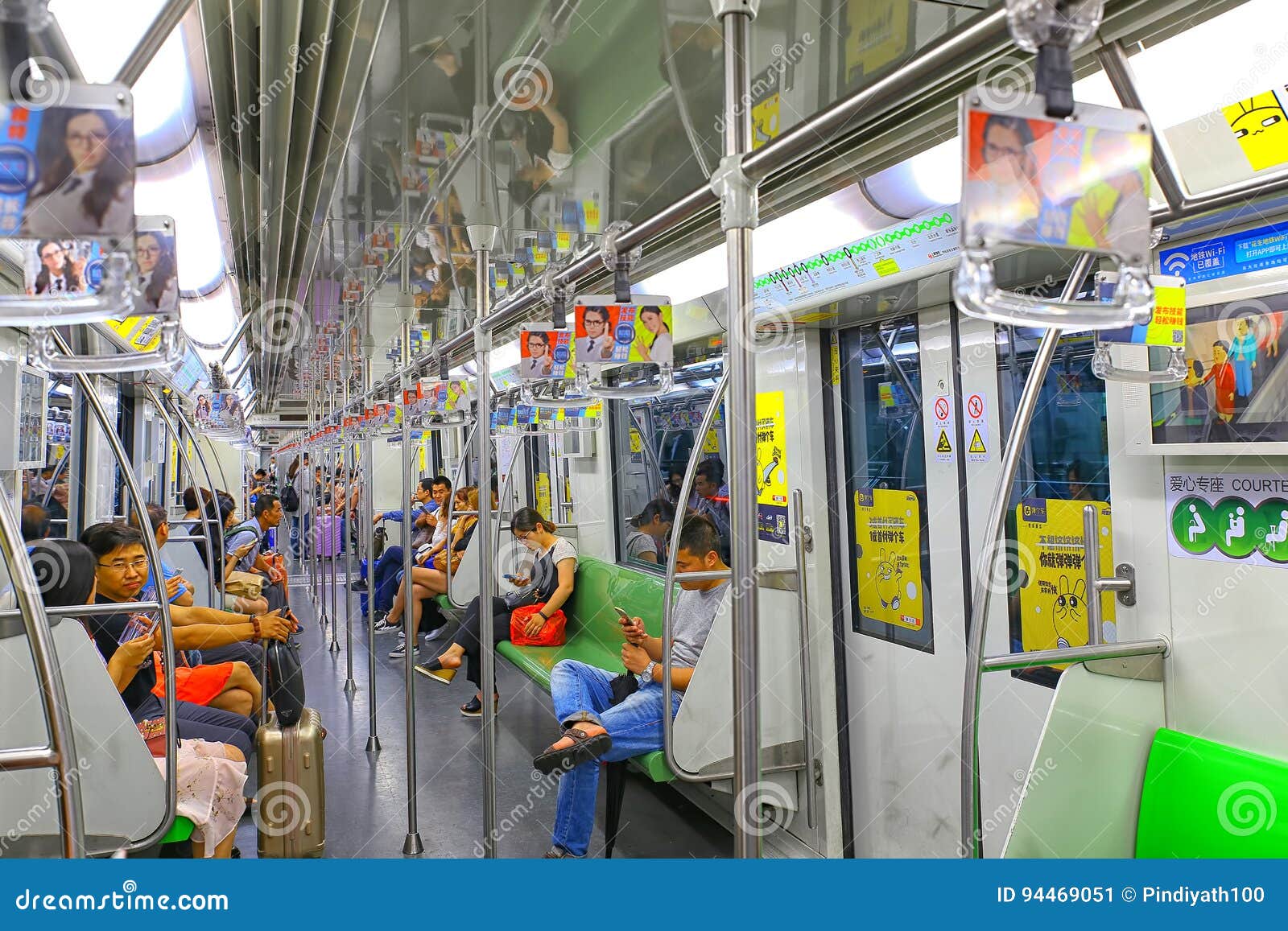 Shanghai, China Metro Train Interior Editorial Photo - Image of ...