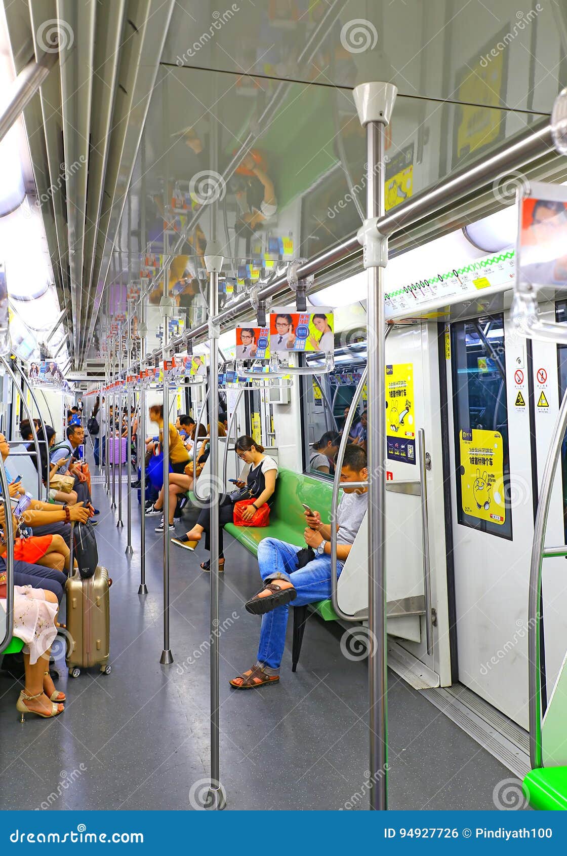 Shanghai, China Metro Train Interior Editorial Photo - Image of ...