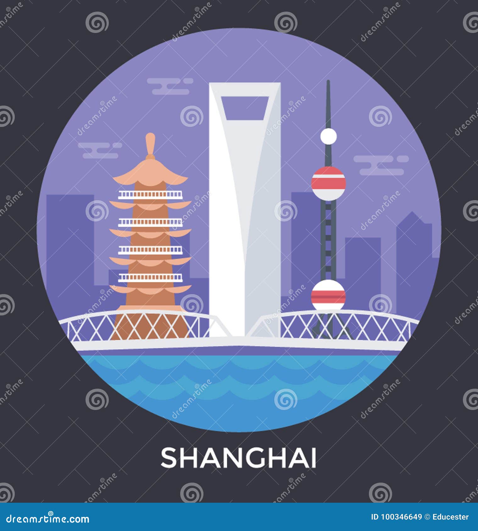 Shanghai, China Vector Icon Stock Illustration - Illustration of bund ...