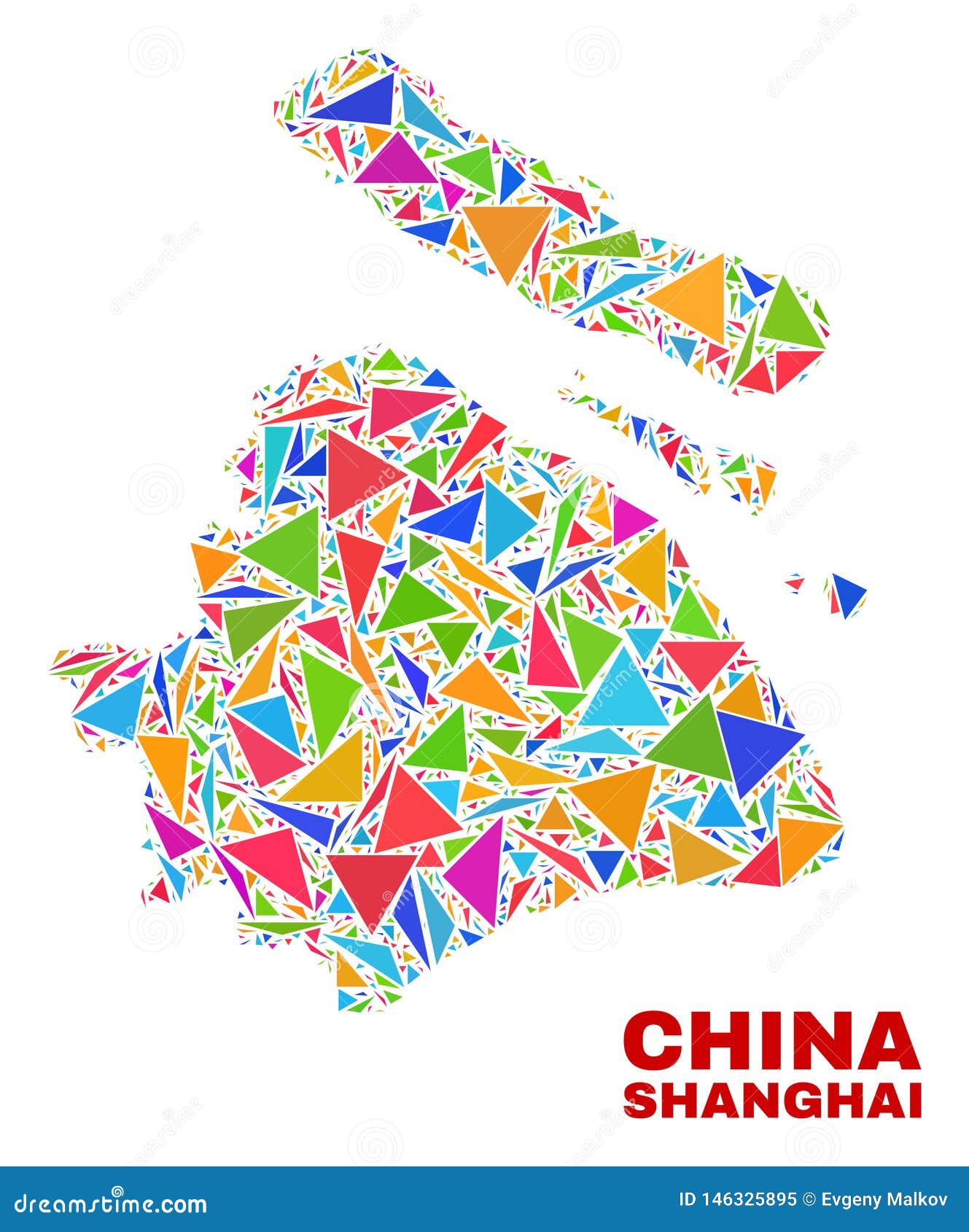 Shanghai City Map - Mosaic of Color Triangles Stock Vector ...