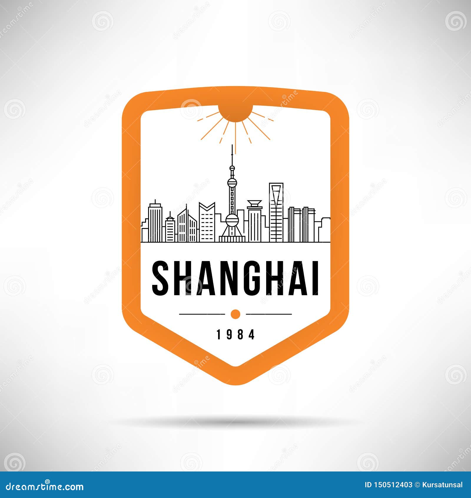Shanghai City Modern Skyline Vector Template Stock Illustration ...