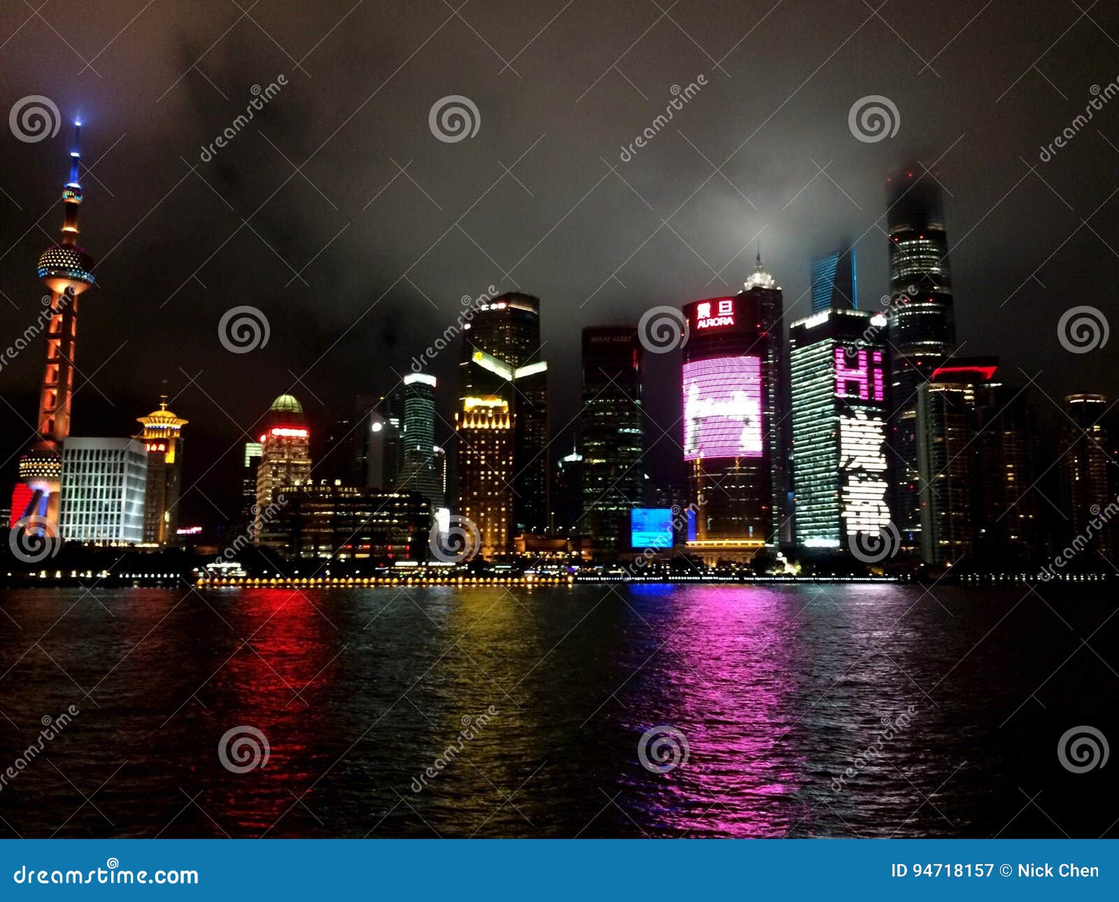 Shanghai city night river editorial photography. Image of shanghai ...