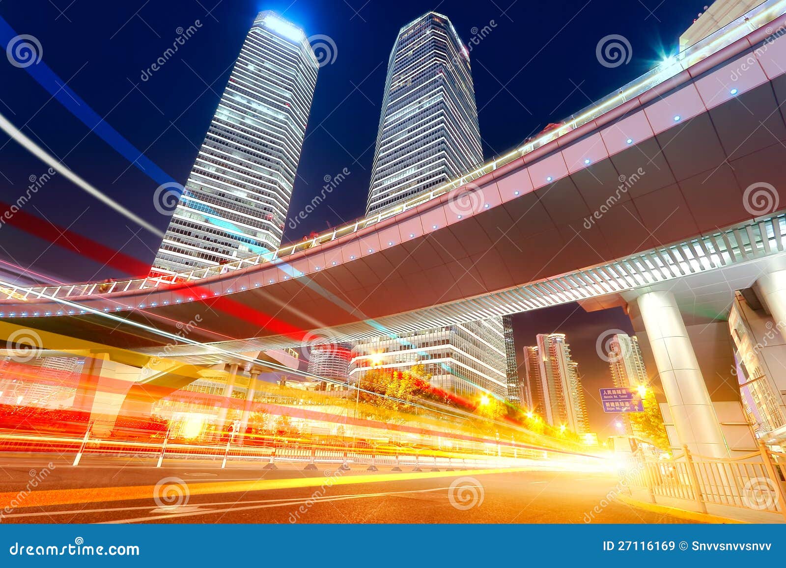 Shanghai City night scene stock image. Image of building - 27116169