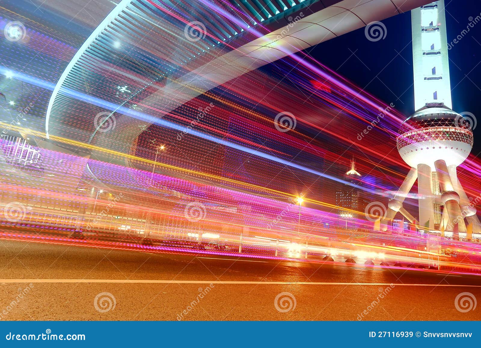 Shanghai City night scene stock image. Image of downtown - 27116939