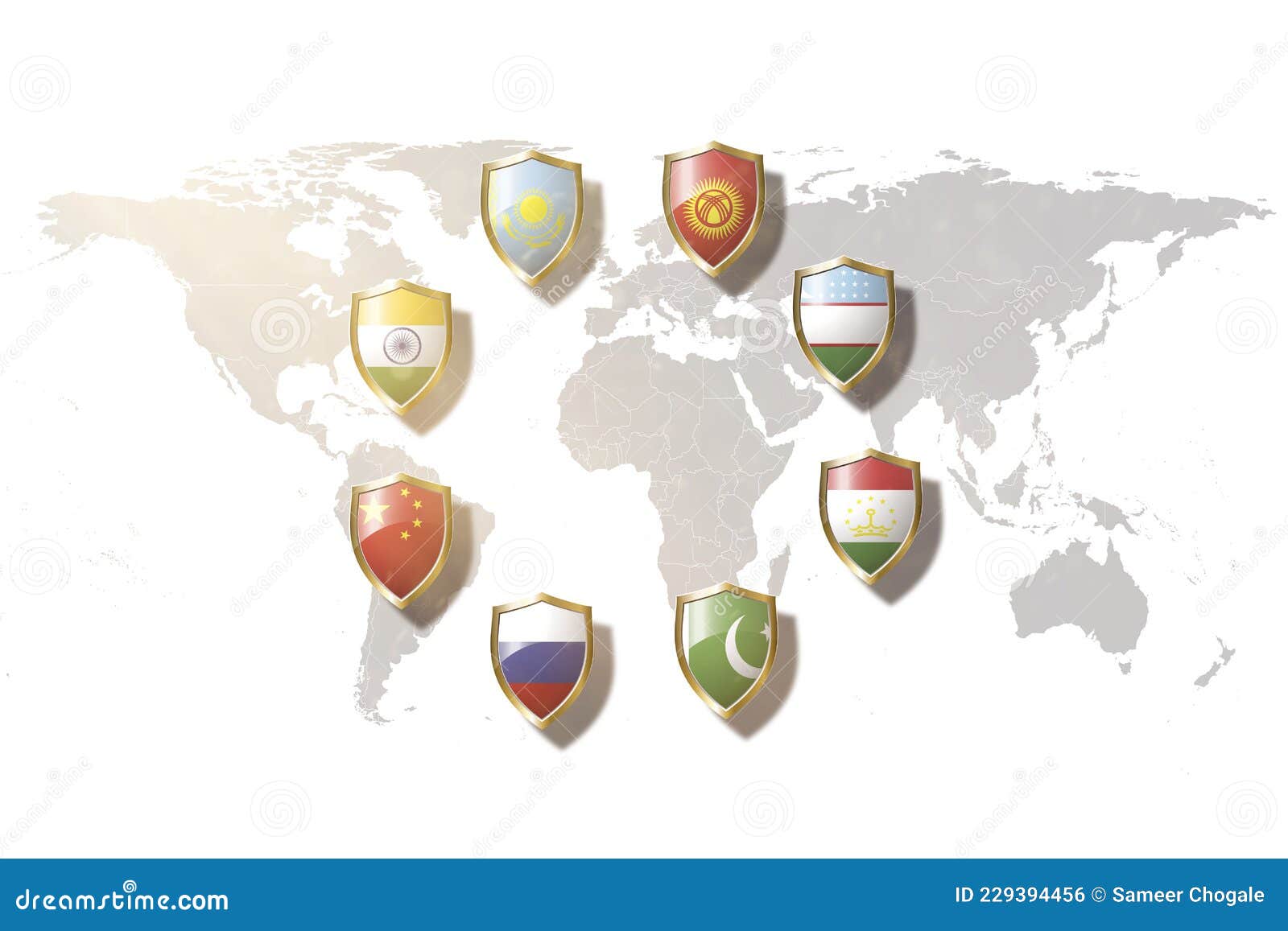 SCO Shanghai Cooperation Organisation Map, Illustration | CartoonDealer ...