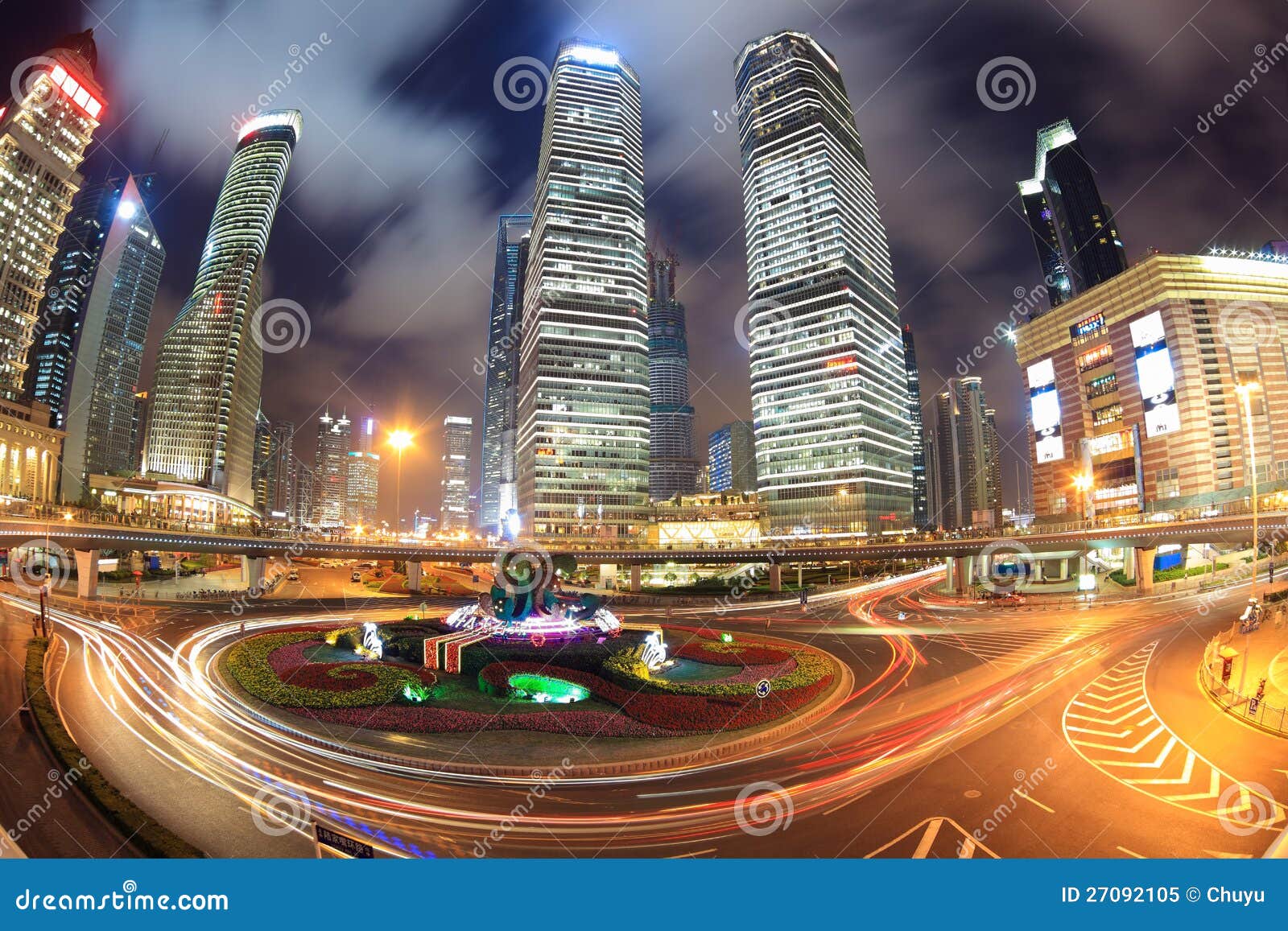 Shanghai downtown at night stock image. Image of modern - 27092105