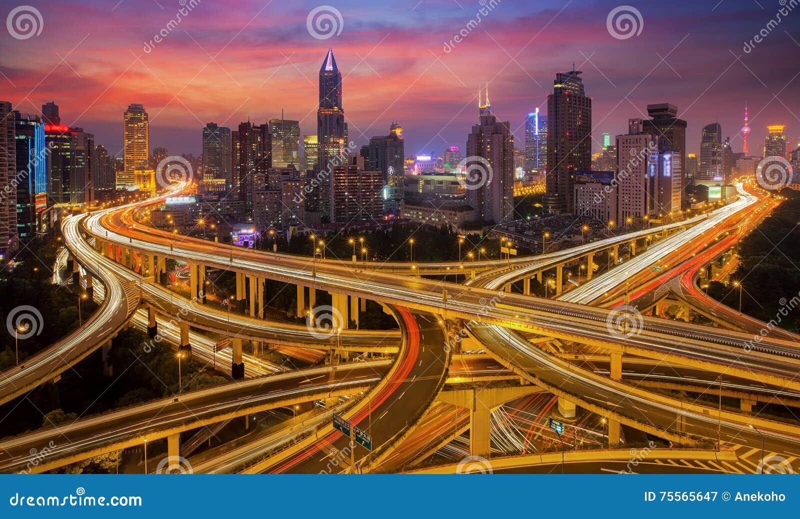 Shanghai Elevated Road Junction Stock Image - Image of asian, modern ...