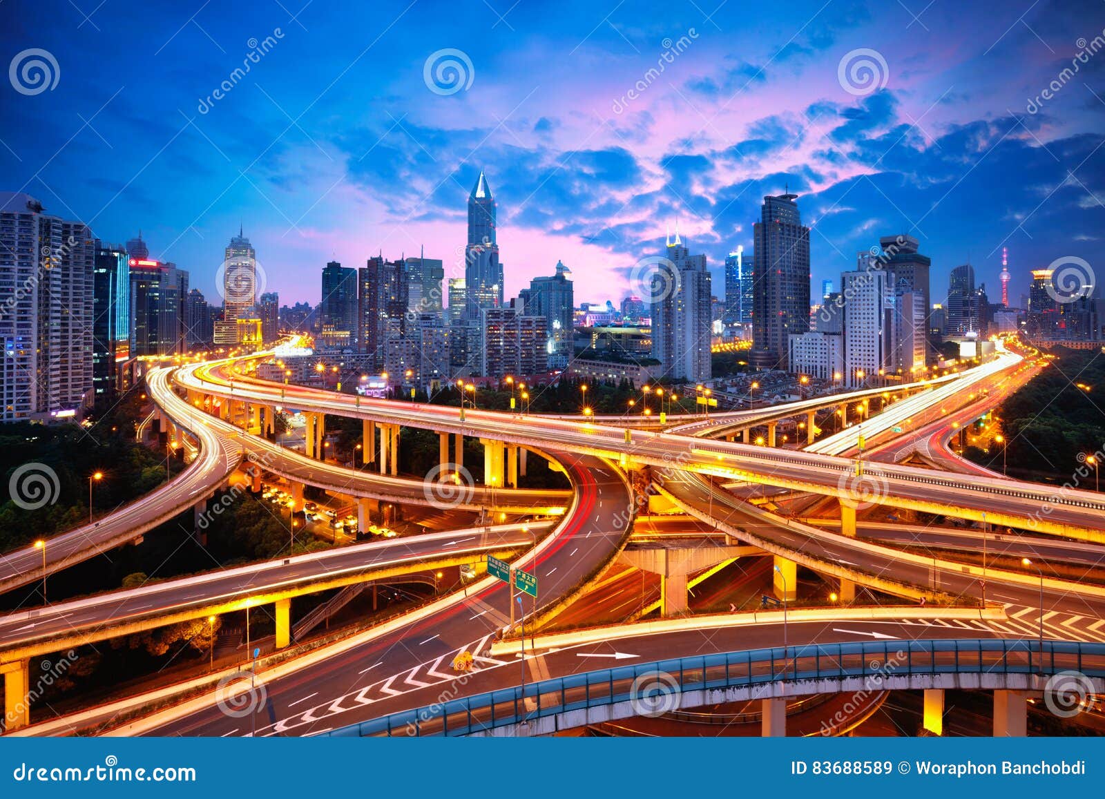 Shanghai Elevated Road Junction and Interchange Overpass Stock Image ...