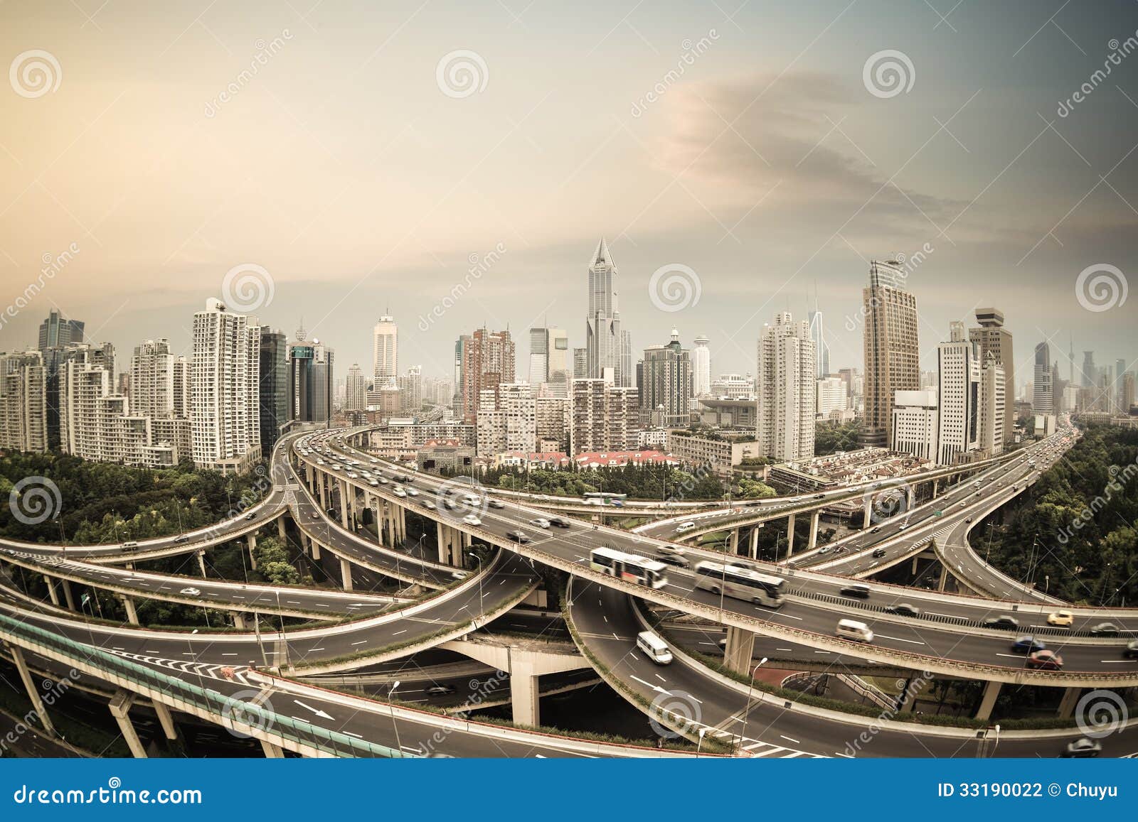 Shanghai Elevated Road Junction Panorama Stock Photo - Image of road ...