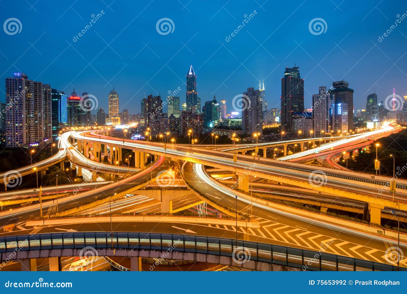 Shanghai Elevated Road Junction in Shanghai, China Stock Photo - Image ...