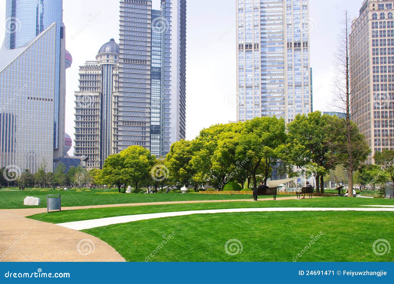 Shanghai Grass And Building Royalty-Free Stock Photo | CartoonDealer ...