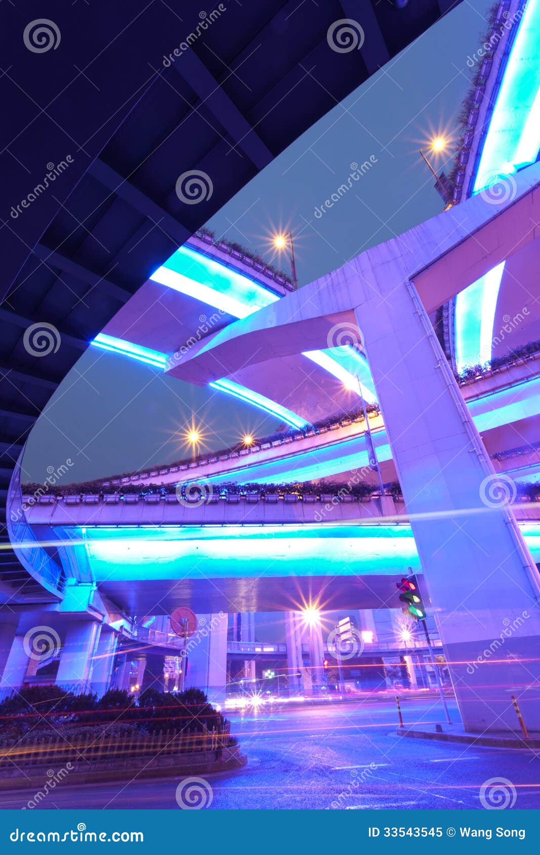 Shanghai, Highway Overpasses Night Stock Image - Image of concrete ...