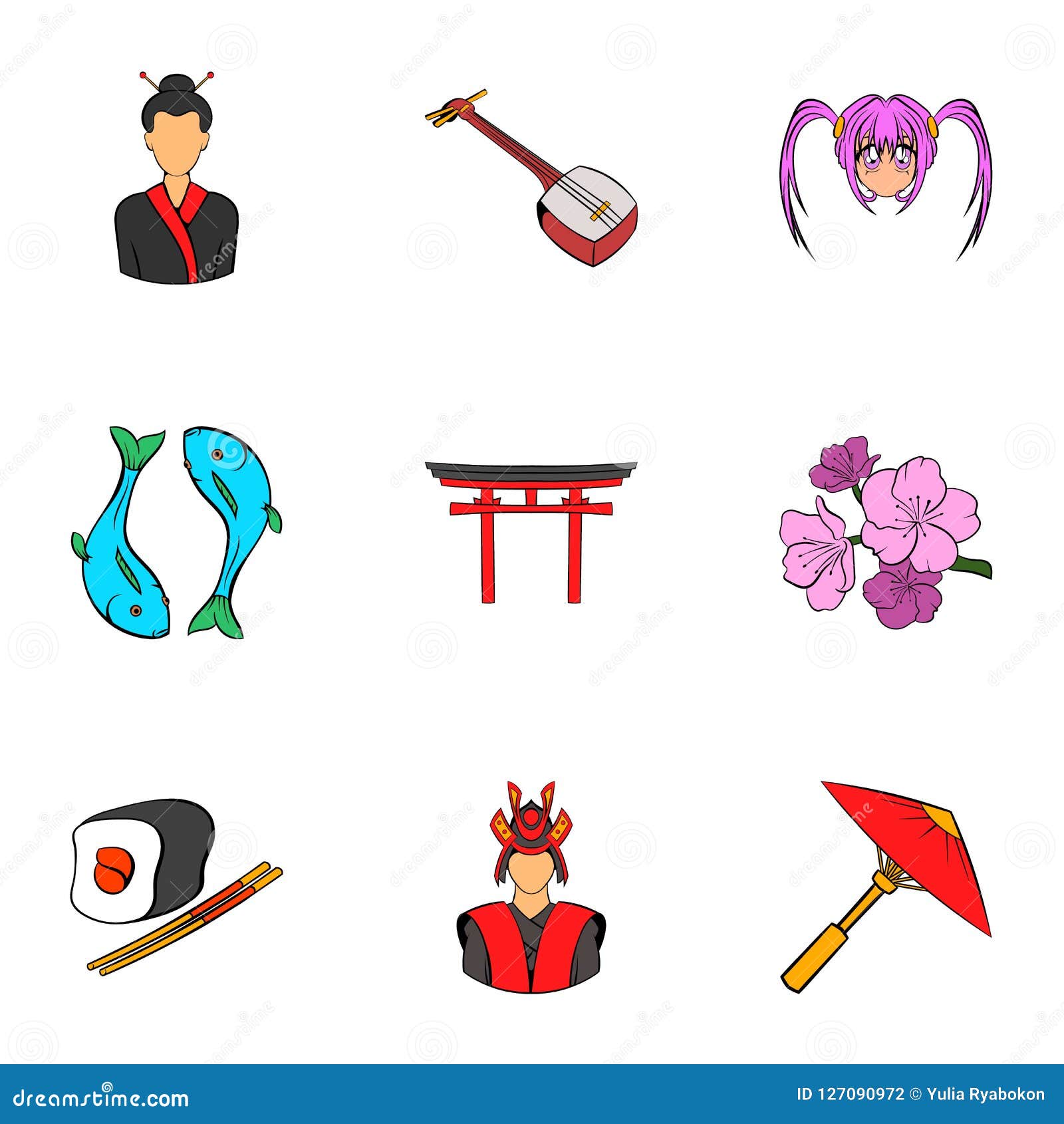 Shanghai Icons Set, Cartoon Style Stock Illustration - Illustration of ...