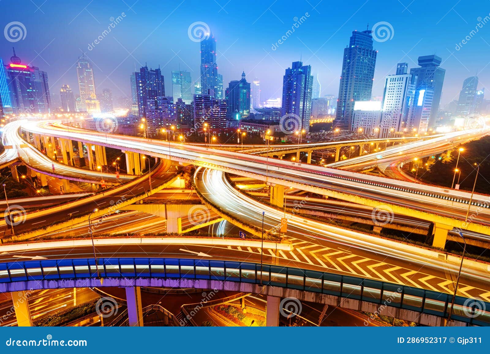 Shanghai Interchange Overpass and Elevated Road Stock Image - Image of ...