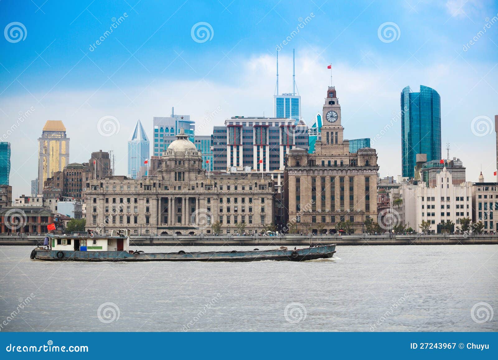 Shanghai Landscape of Old Building Stock Image - Image of chinese, ship ...