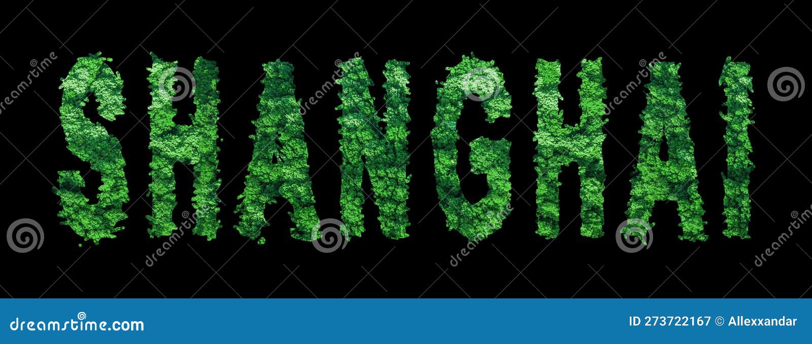 Shanghai Lettering, Shanghai Forest Ecology Concept Stock Illustration ...