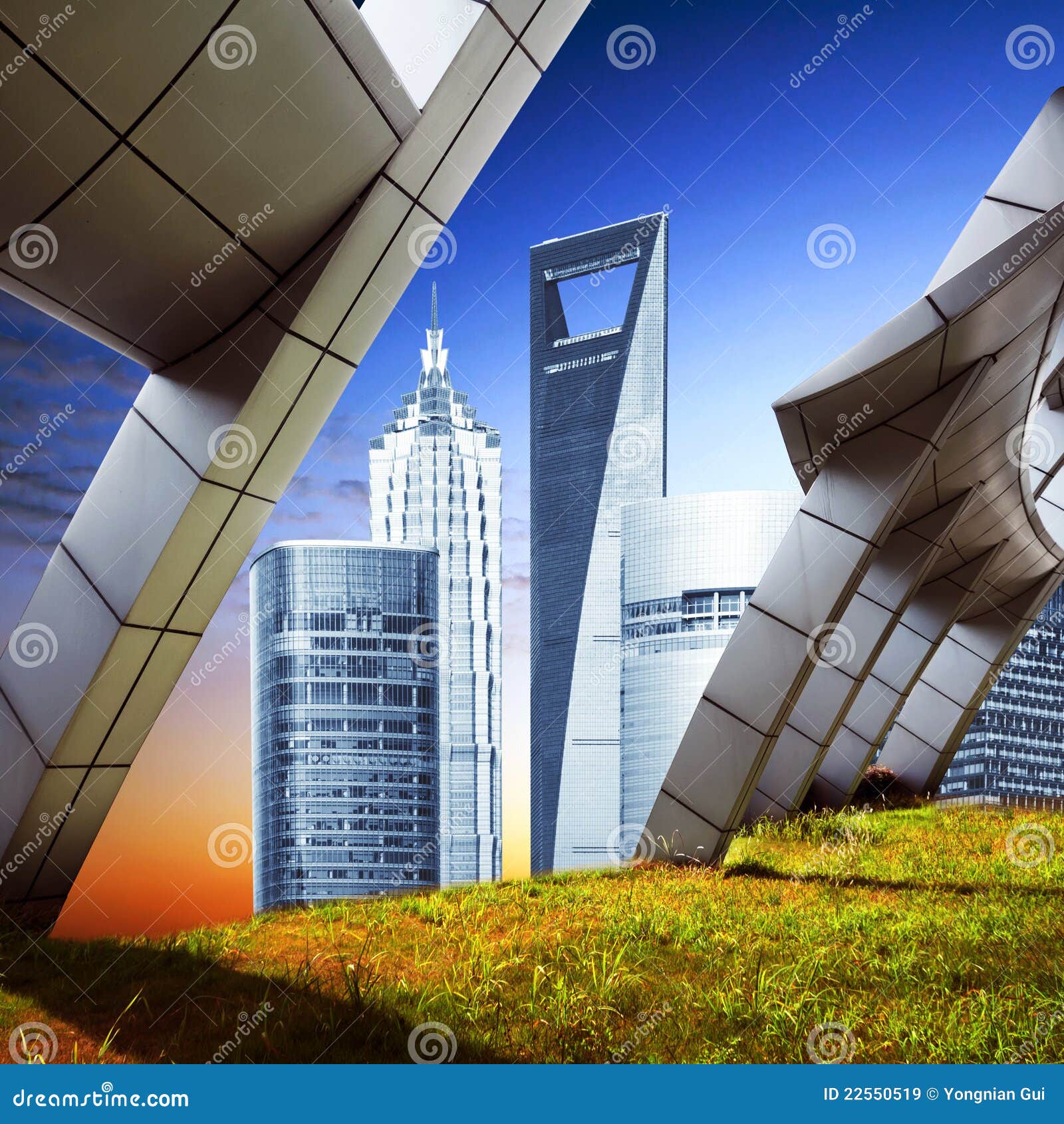 Shanghai Lujiazui Financial Center Skyscraper Stock Image - Image of ...