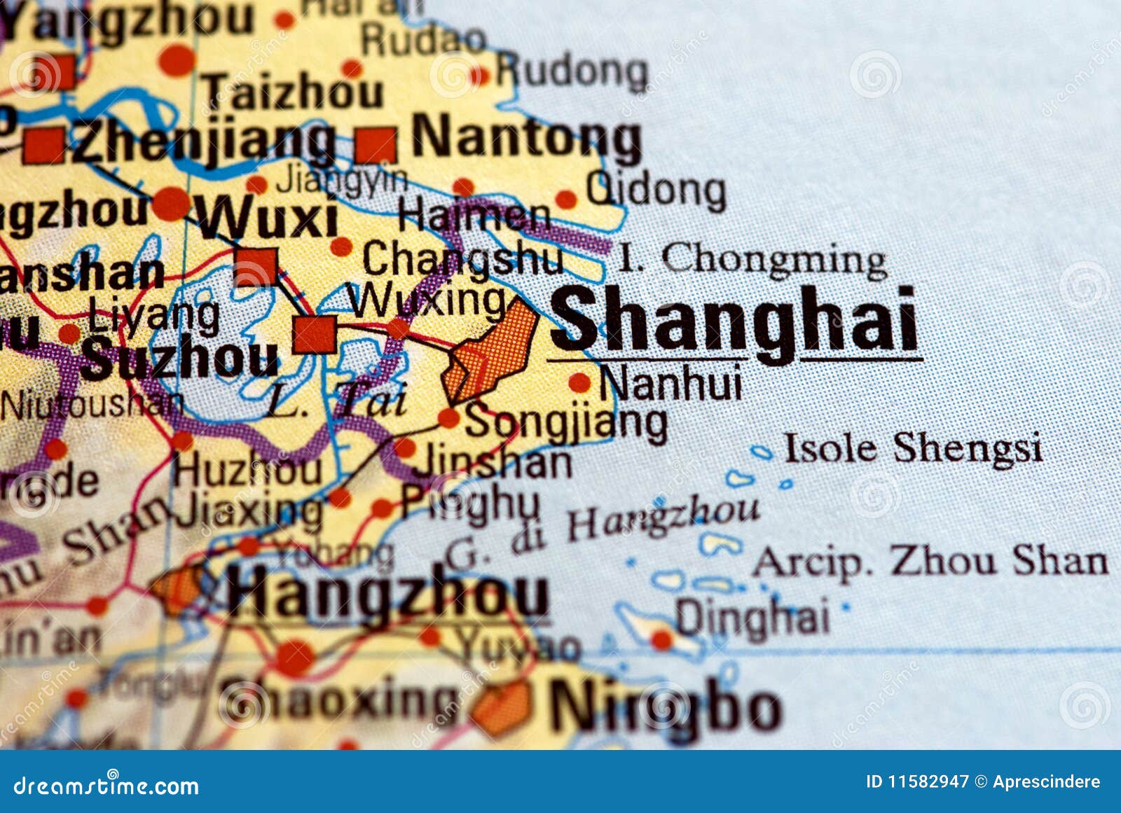 Shanghai on the map stock image. Image of macro, china - 11582947