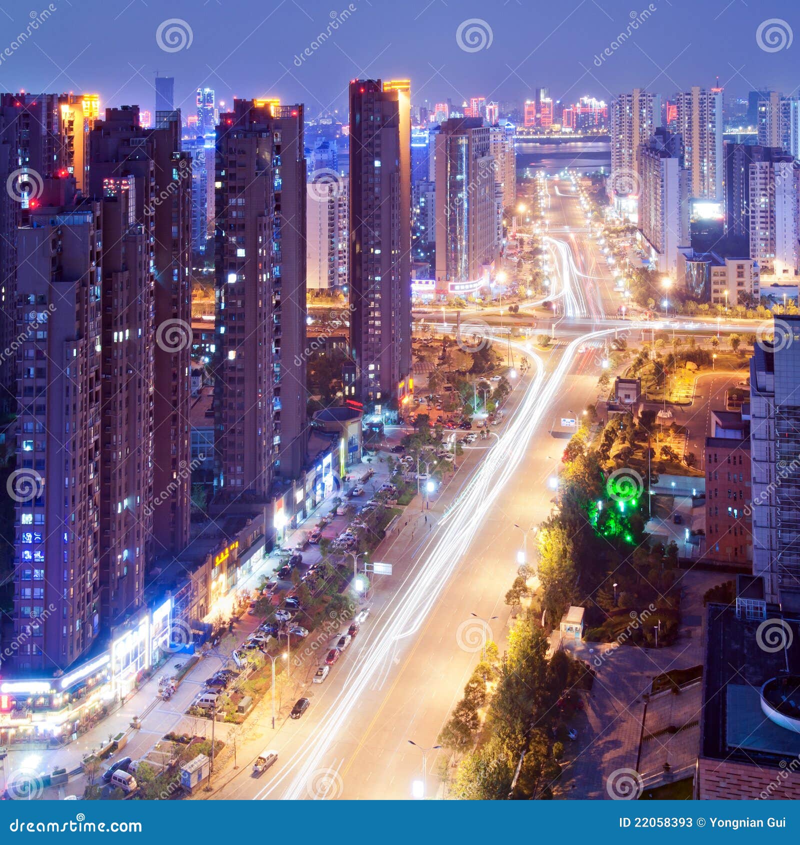 Shanghai Night stock image. Image of highroad, blue, centre - 22058393