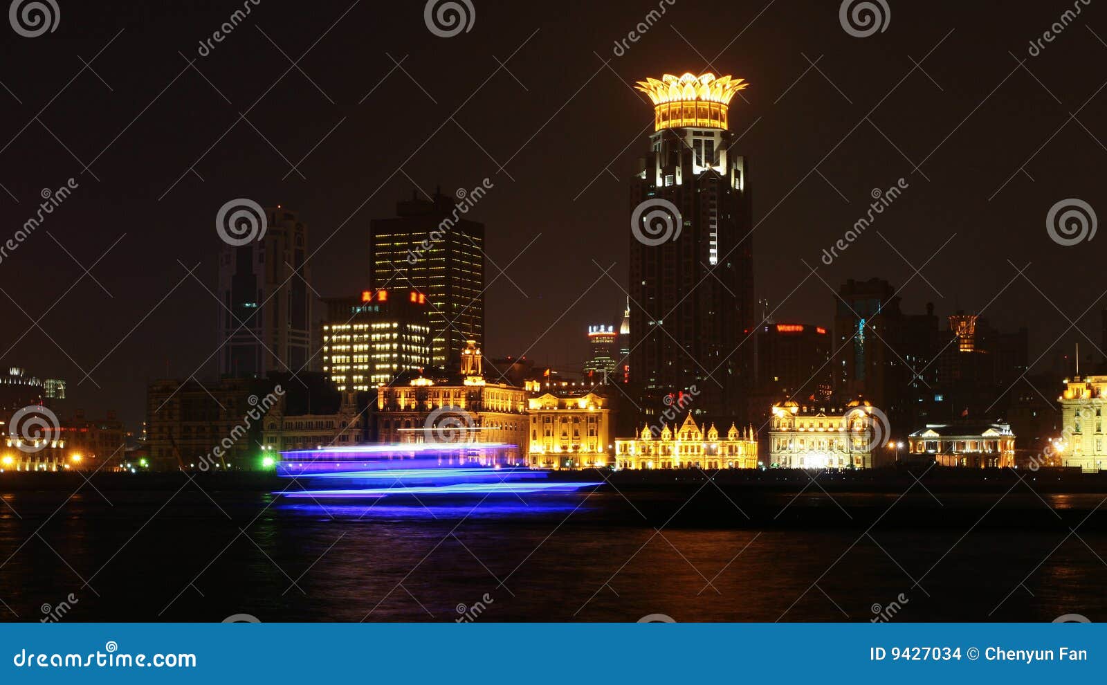 Shanghai night stock photo. Image of travel, light, reflect - 9427034