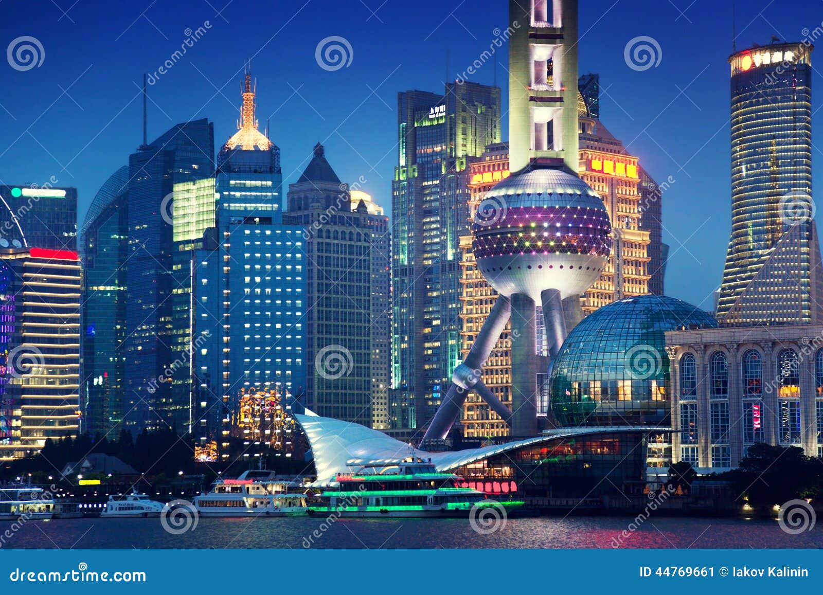 Shanghai at night, China stock image. Image of oriental - 44769661