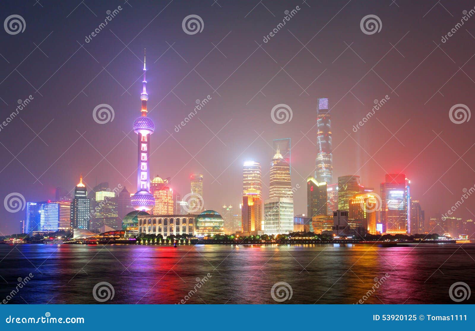 Shanghai at night stock image. Image of cityscape, building - 53920125