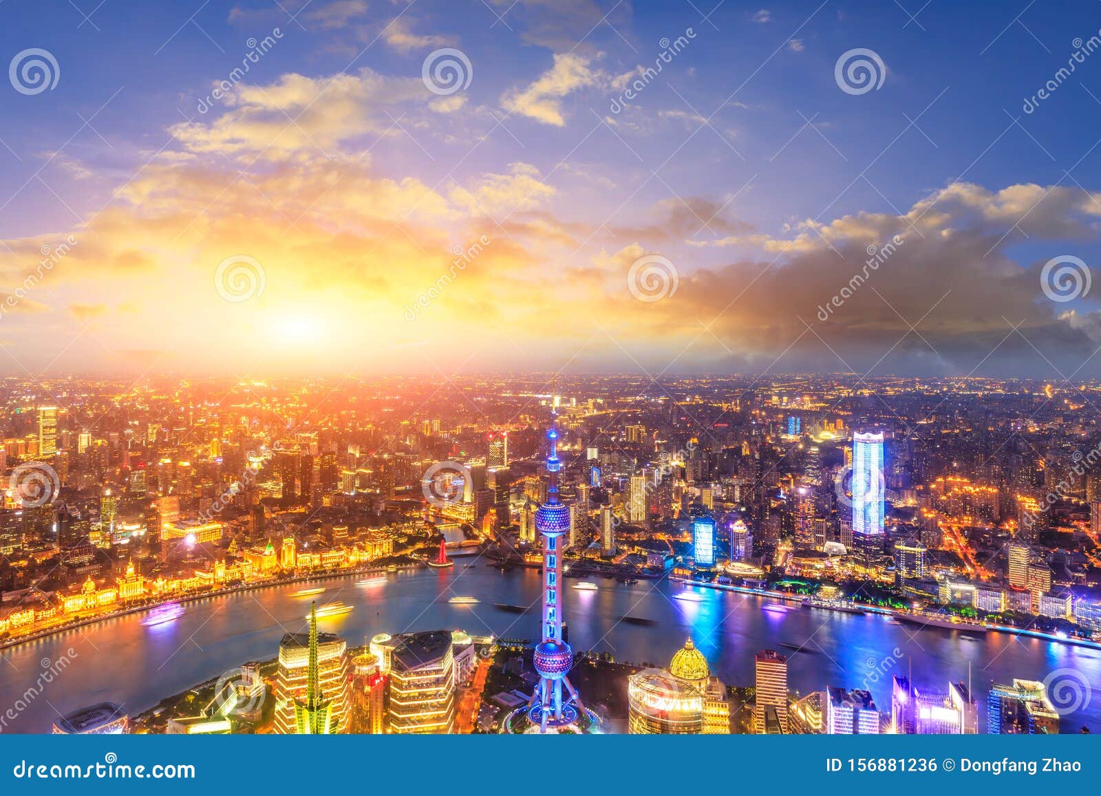 Shanghai Cityscape Skyline and Clouds Stock Photo - Image of landscape ...