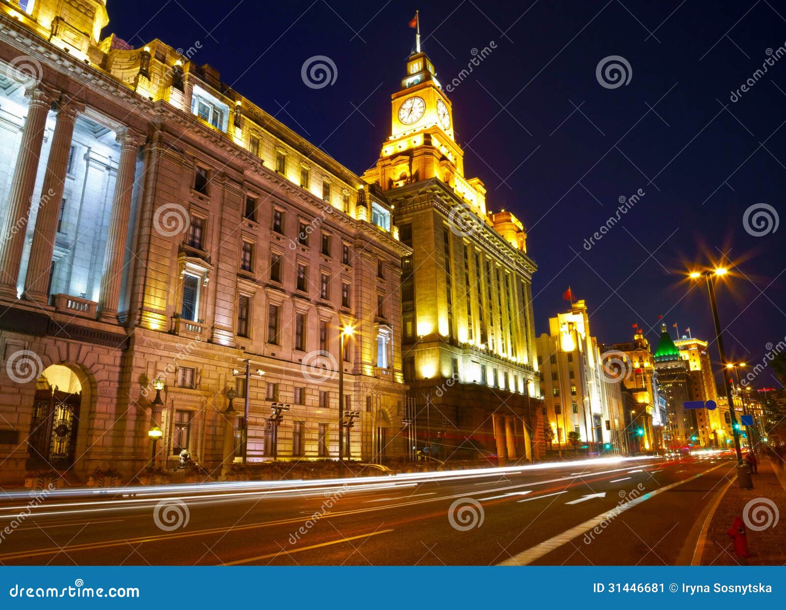 Shanghai in the night time stock image. Image of financial - 31446681