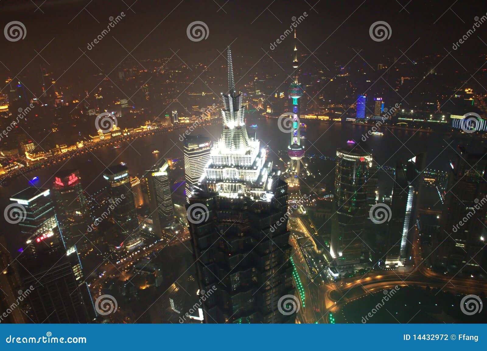 Shanghai night view stock photo. Image of clocks, emerging - 14432972
