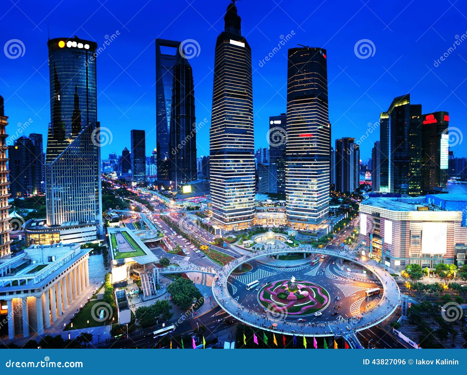 Shanghai night stock photo. Image of cityscape, nightfall - 43827096