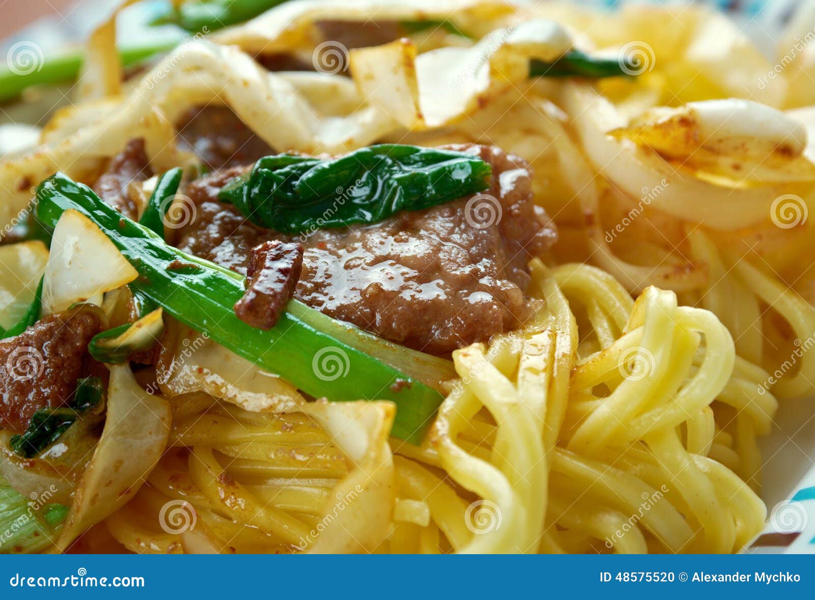 Shanghai nudlar arkivfoto. Bild av fläsk, traditionellt - 48575520