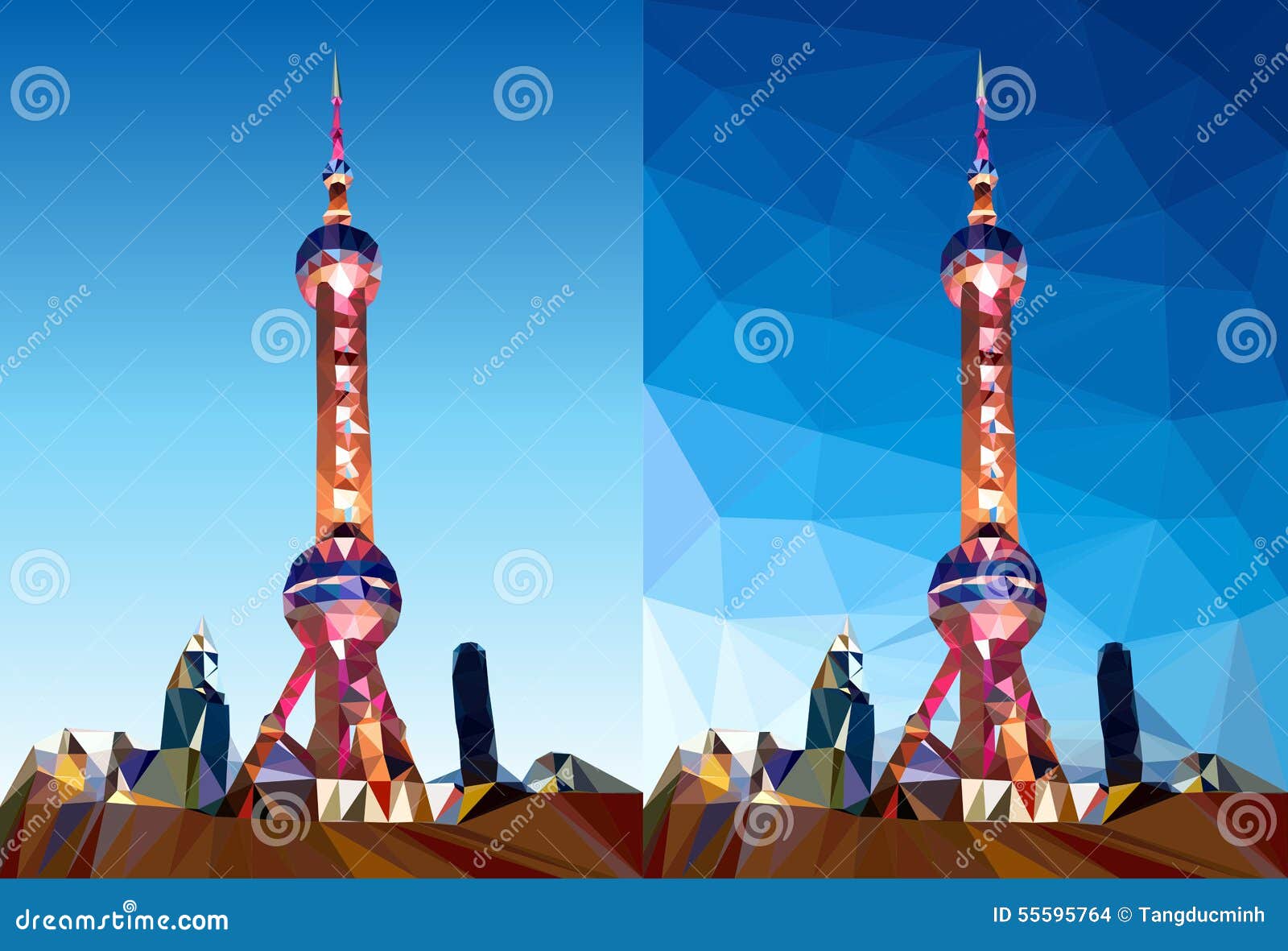 Shanghai Pearl Tower Polygon Vector Stock Vector - Illustration of ...