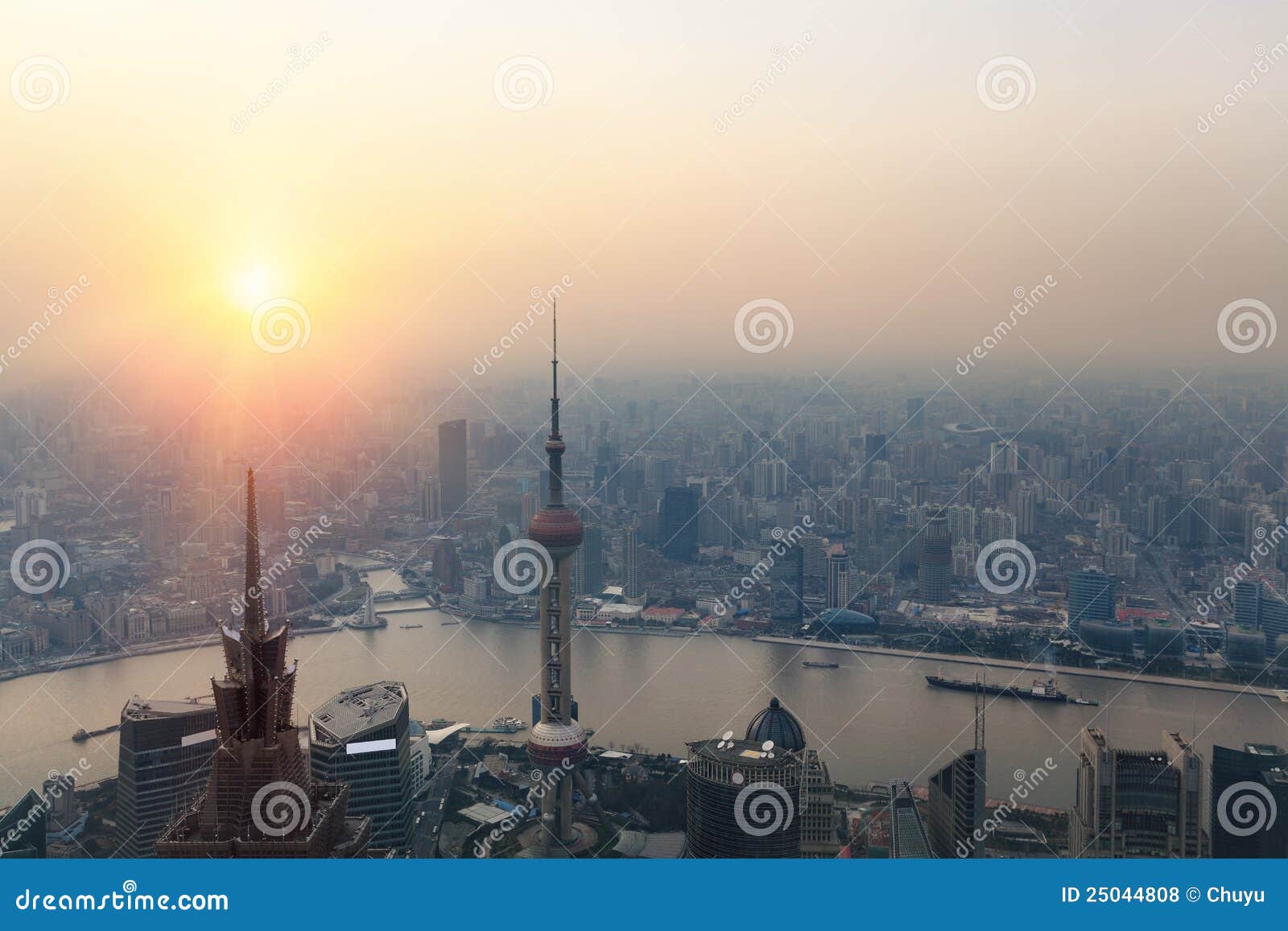 Shanghai in the Setting Sun Stock Photo - Image of corporate, downtown ...