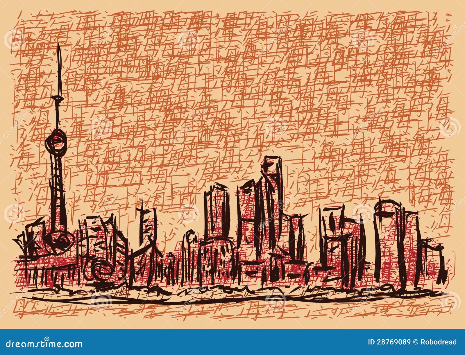 Shanghai sketch stock vector. Illustration of graphic - 28769089