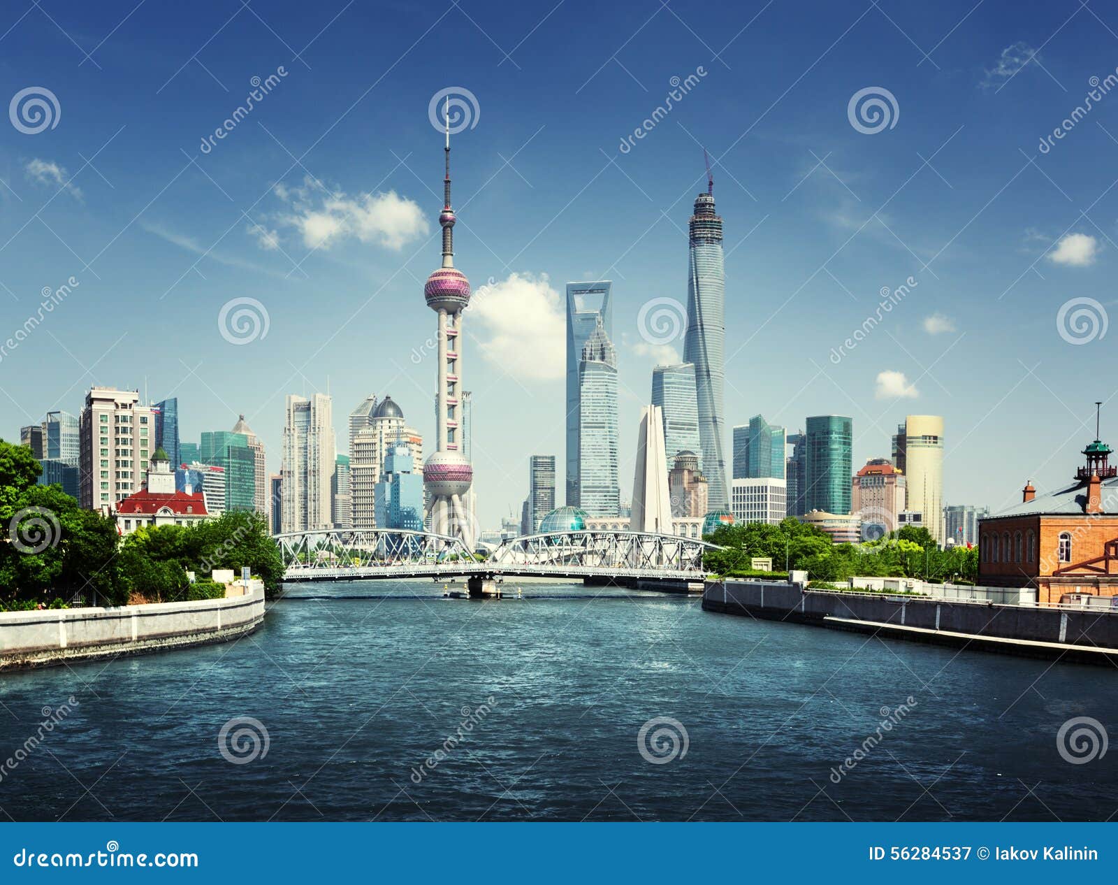 Shanghai Skyline in Sunny Day Stock Image - Image of coast, asian: 56284537