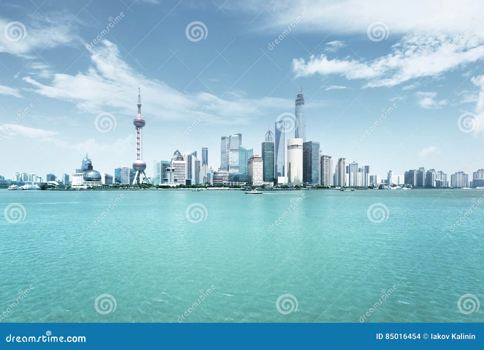Shanghai Skyline in Sunny Day Stock Photo - Image of huangpu, city ...