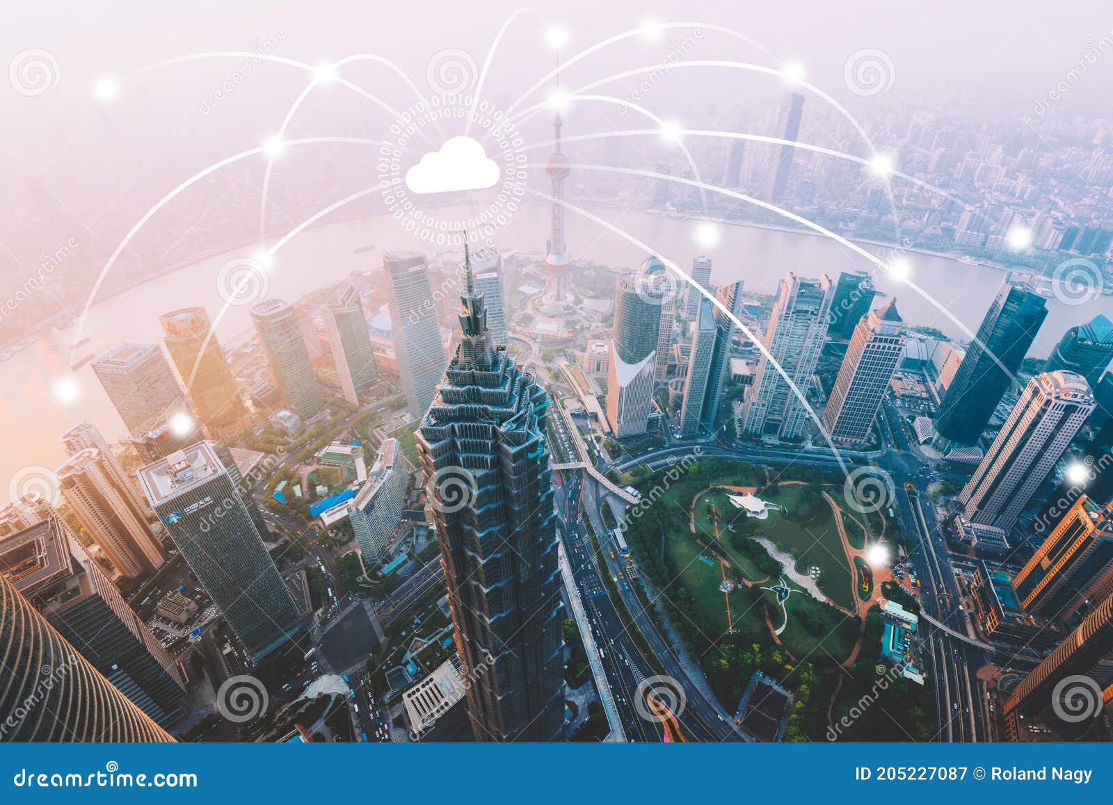 Smart City Landscape With Infographic Elements.Vector Illustration ...