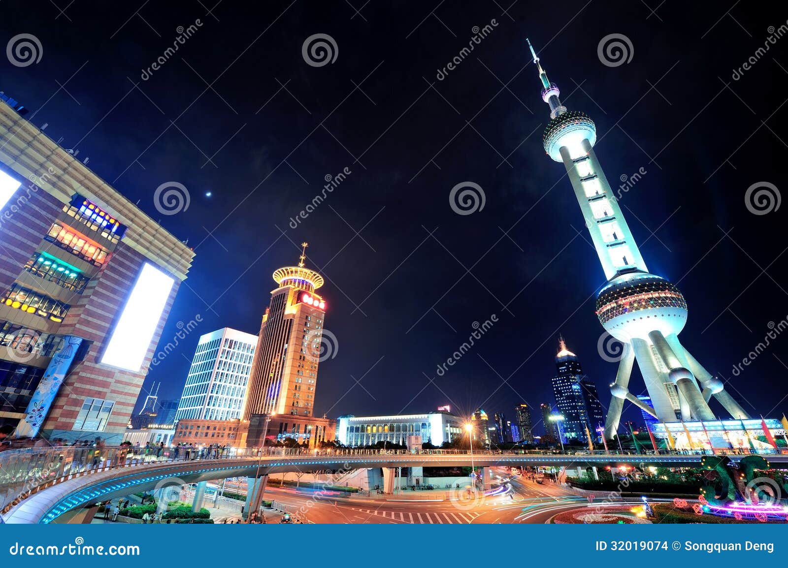 Shanghai street night editorial stock image. Image of architecture ...