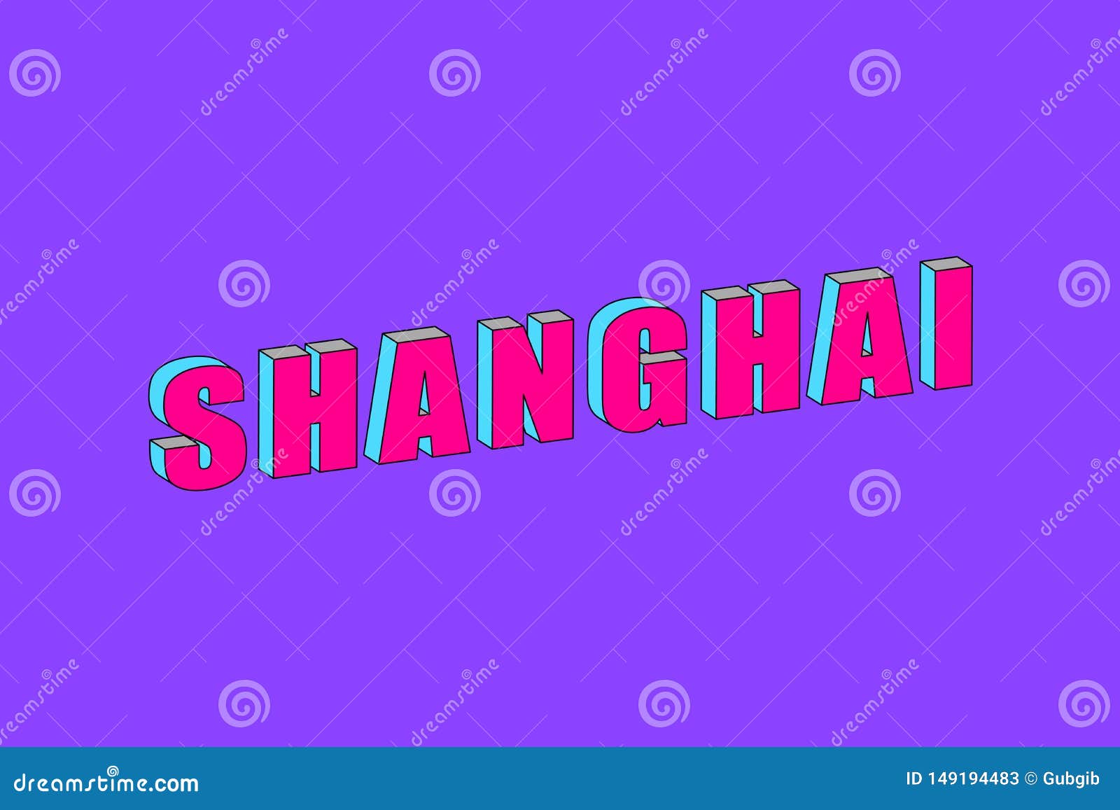 Shanghai Text with 3d Isometric Effect Stock Vector - Illustration of ...