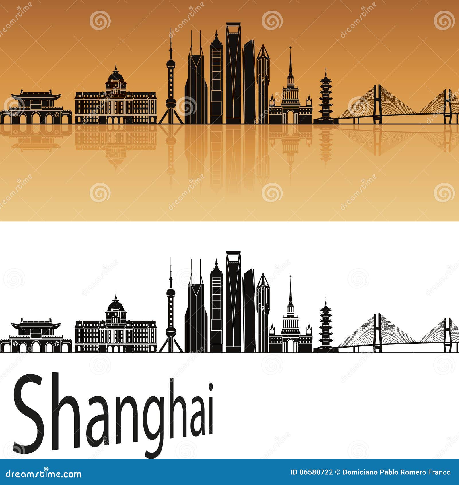Shanghai V2 skyline stock vector. Illustration of skyline - 86580722